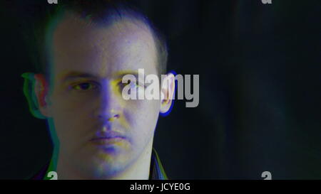 The man's face, distorted with random characters. Concept: a glitch in ...