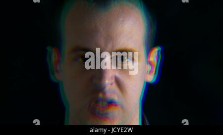 The face of evil men distorted random characters. Concept: a glitch in ...