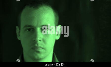 The man's face, distorted with random characters. Concept: a glitch in ...