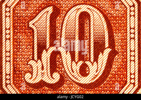 Detail from a 10kc Czech banknote showing the number 10 Stock Photo - Alamy