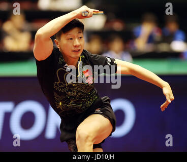 Chinese table tennis player Ma Long attends an event at Fudan ...