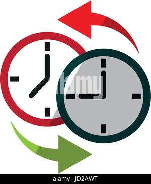 Time zone clocks. Modern wall round clock face, time zones day and ...