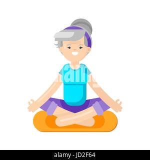 old woman in lotus position with smartphone Stock Vector Image & Art ...