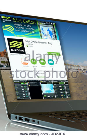 The UK Met Office weather app viewed on a 4th generation Apple iPad ...