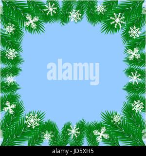 Winter tree New Year frame. Cute simple Christmas tree frame. Nature ...
