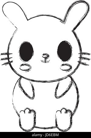 kawaii rabbit icon over white background vector illustration Stock ...
