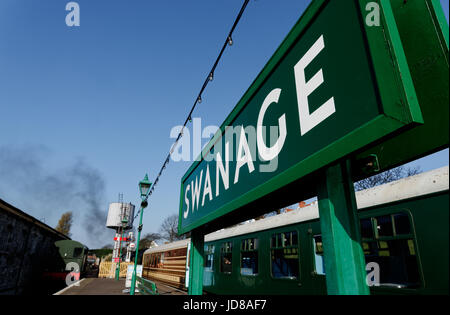Swanage station on the Swanage Railway. Originally built in 1885, the ...