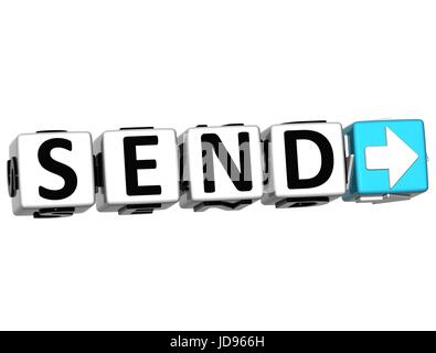 3D Send Navigation Button cube text over white background Stock Photo ...