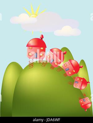 House real estate market crash falling graph home for sale sign ...