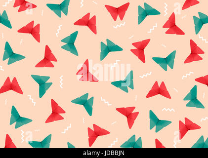 Red and blue origami butterflies background Stock Photo - Alamy