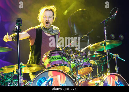 Rikki Rockett Poison performs June13,2017 Oracle Arena Oakland ...