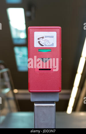 A blue bus ticket validation machine on an Austrian tram Vienna (Wien ...