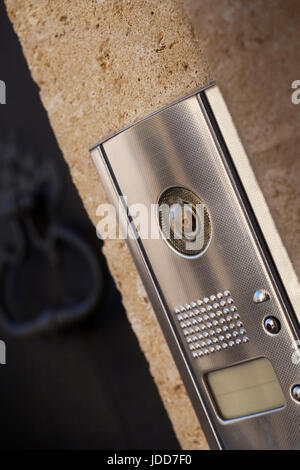 Modern intercom on a stoned facade of a French mansion Stock Photo - Alamy