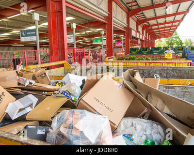 Wandsworth municipal rubbish tip and recycling centre with packaged ...