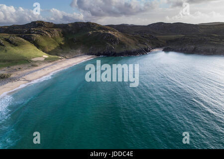 Aerial views of Dalmore Beach, Dail Mor, Carloway Lewis, Outer Hebrides ...