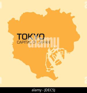 Japan map silhouette with capital Tokyo logo design. 日本地図のイラスト. World ...