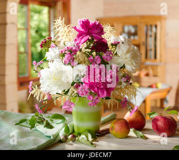 Flower arrangement of pink and white peonies. Natural background Stock ...