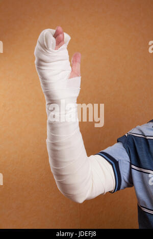 Man detail arm arm in plaster washes people soap hands series arm ...