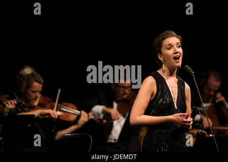 Classical singer Carly Paoli performs at BAFTA Piccadilly in London to ...