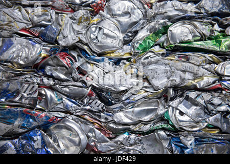 Abstraction of crushed aluminum metal cans in cube Stock Photo - Alamy