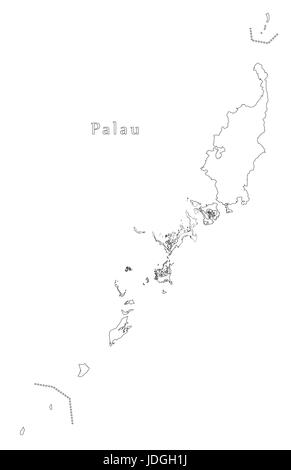 Palau sketch outline map isolated on white background. Empty hand drawn ...