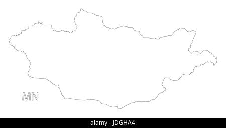 Mongolia provinces outline silhouette map illustration with black shape ...