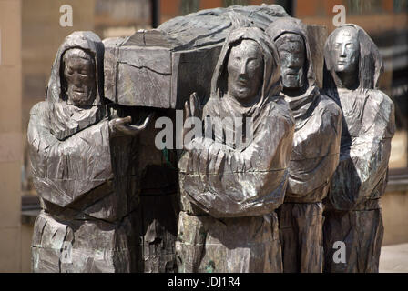 sculpture of six monks carrying the coffin of St Cuthbert, Durham City ...
