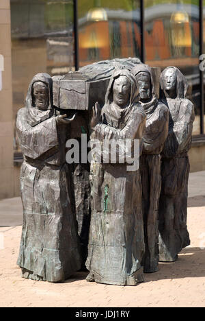 sculpture of six monks carrying the coffin of St Cuthbert, Durham City ...