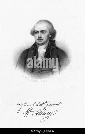 Engraved portrait of William Ellery, lawyer and signer of the ...