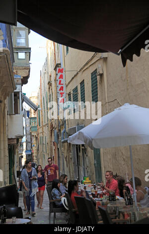 Strait Street, former red light district, at night, Valletta, Malta ...
