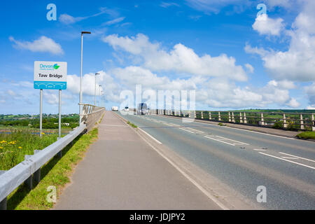 Barnstaple Western Bypass road bridge over the River Taw in North Devon ...