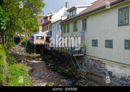 LILLEHAMMER, NORWAY - JUNE 6, 2017: Downtown in a spring day ...