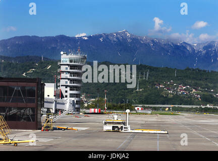 Airfield air traffic control tower at Sywell airport Northampton ...
