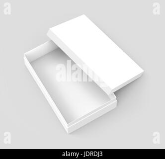 right tilt white 3d rendering blank rectangular open box with box ...