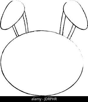 cute rabbit face icon over white background, blue line design. vector ...