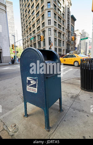 united states postal service blue dropbox post box New York City USA ...