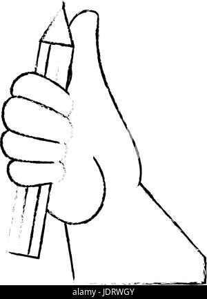 hand picking up a pencil vector illustration graphic design Stock ...