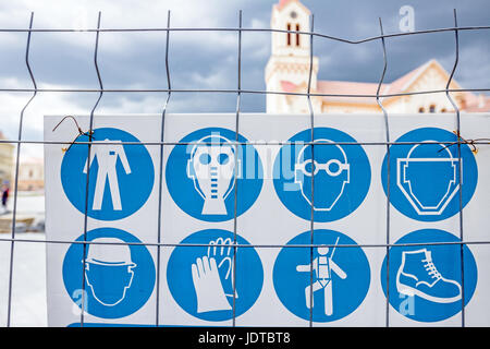Safety list of behavior rules on a construction site. Building site ...