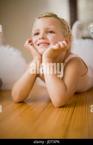 Ballet girl is laying down Stock Photo - Alamy