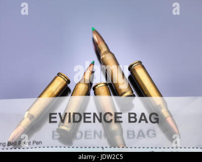 Forensic evidence Bullets and evidence bag Stock Photo - Alamy