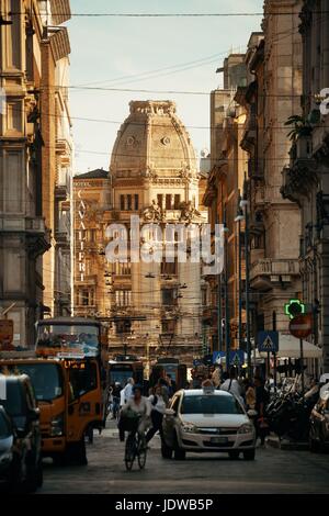 MILAN - MAY 24: street view with tram on May 24, 2016 in Milan, Italy ...