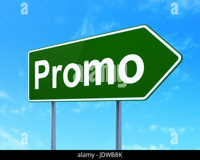 Advertising concept: Promo on road sign background Stock Photo - Alamy