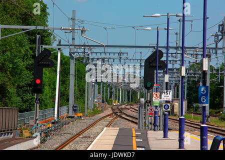 Newly installed Overhead Line Equipment (OHLE) as part of Network Rails ...