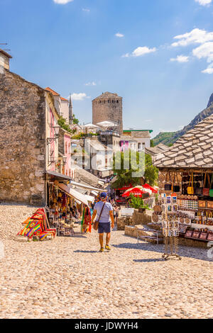 Local markets are visited by the crowds of tourists each day in Mostar ...