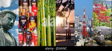 Tokyo photo collage - Japan city places collection Stock Photo - Alamy