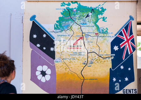 Stuart Highway map at Dunmarra service station. Northern Territory ...