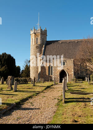 The Thatched Church of St Edmund with its Saxon Round Tower in Acle ...