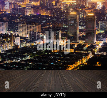 City night scene with wooden ground Stock Photo - Alamy