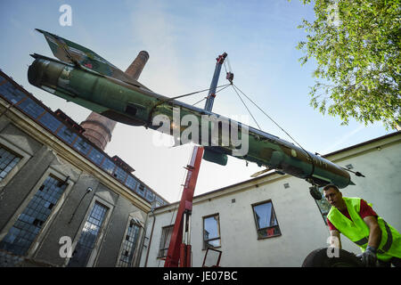 Jet fighter MIG-21, acquired by aviation enthusiast Petr Bily, arrives ...