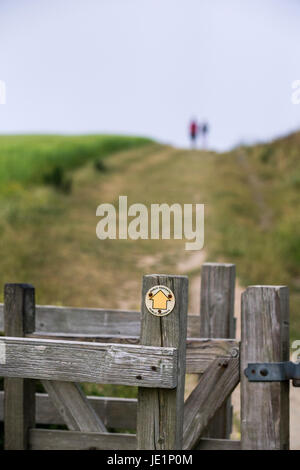 Wooden gate on a public footpath along the River Bure in Norfolk, UK ...